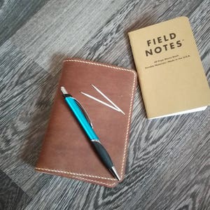 Leather Field Notes Cover With Pen Holder and Card Slots. Refillable ...