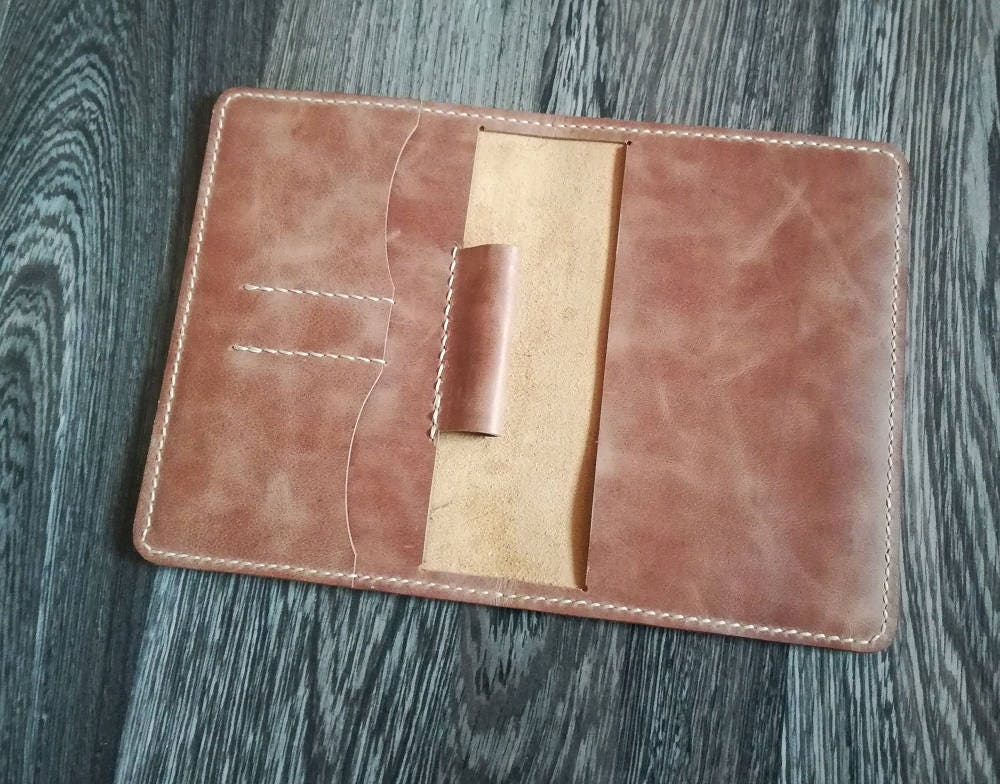 Leather Field Notes Cover With Pen Holder and Card Slots. | Etsy