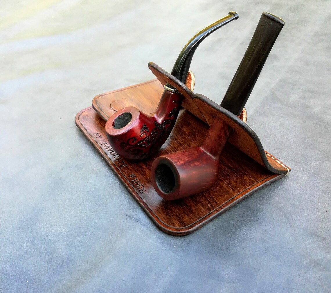 Leather pipe stand holder for 1 2 3 4 5 6 or more pipes. | Etsy