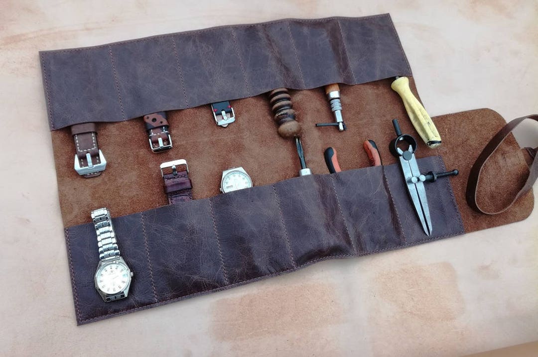 Personalized Leather Watch Roll With 6-14 Pockets, Watch Organizer ...