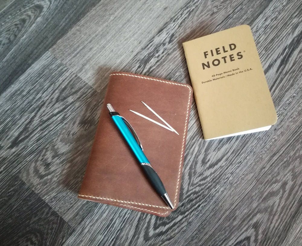Leather Field Notes Cover With Pen Holder and Card Slots. | Etsy