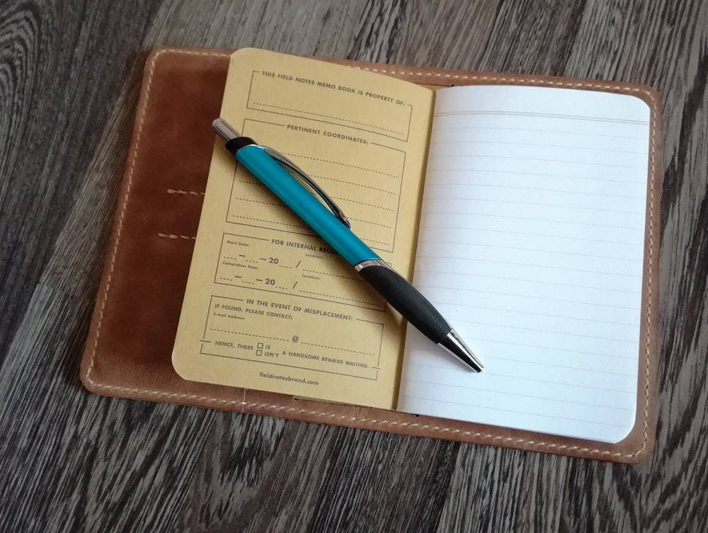Leather Field Notes Cover With Pen Holder and Card Slots. | Etsy