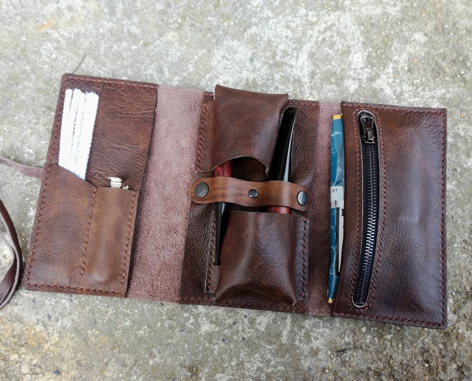 Leather Pipe roll for 2 pipes Anniversary gift Leather | Etsy