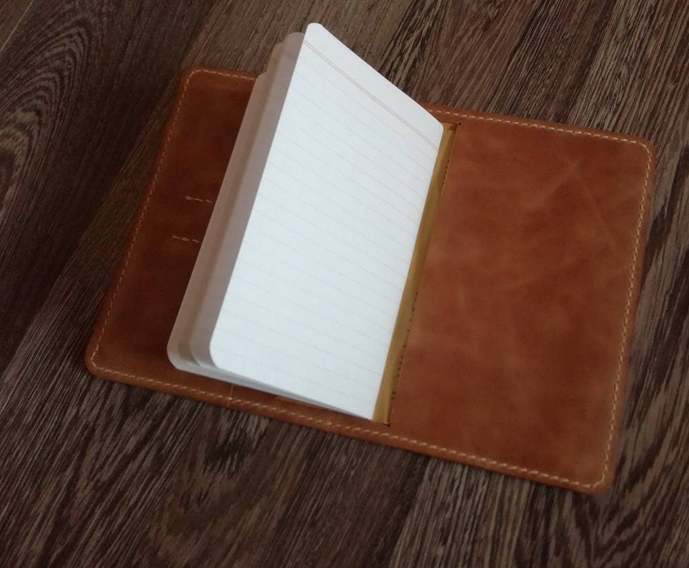 Leather Field Notes Cover With Pen Holder and Card Slots. | Etsy
