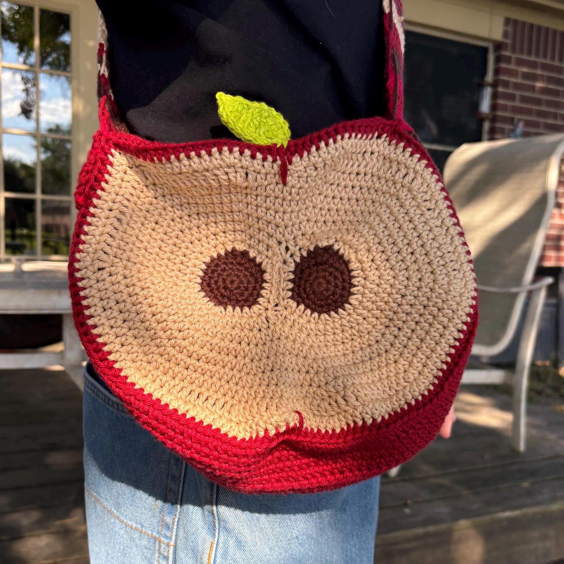 Crochet Apple Bag | Tote Bag, Cross Body Bag, Crochet Bags, Fall Bag ...