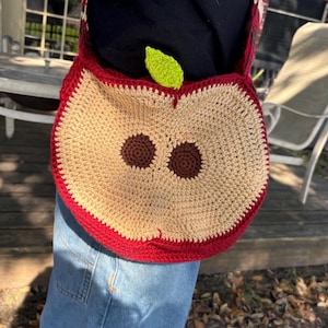 Crochet Apple Bag | Tote Bag, Cross Body Bag, Crochet Bags, Fall Bag ...