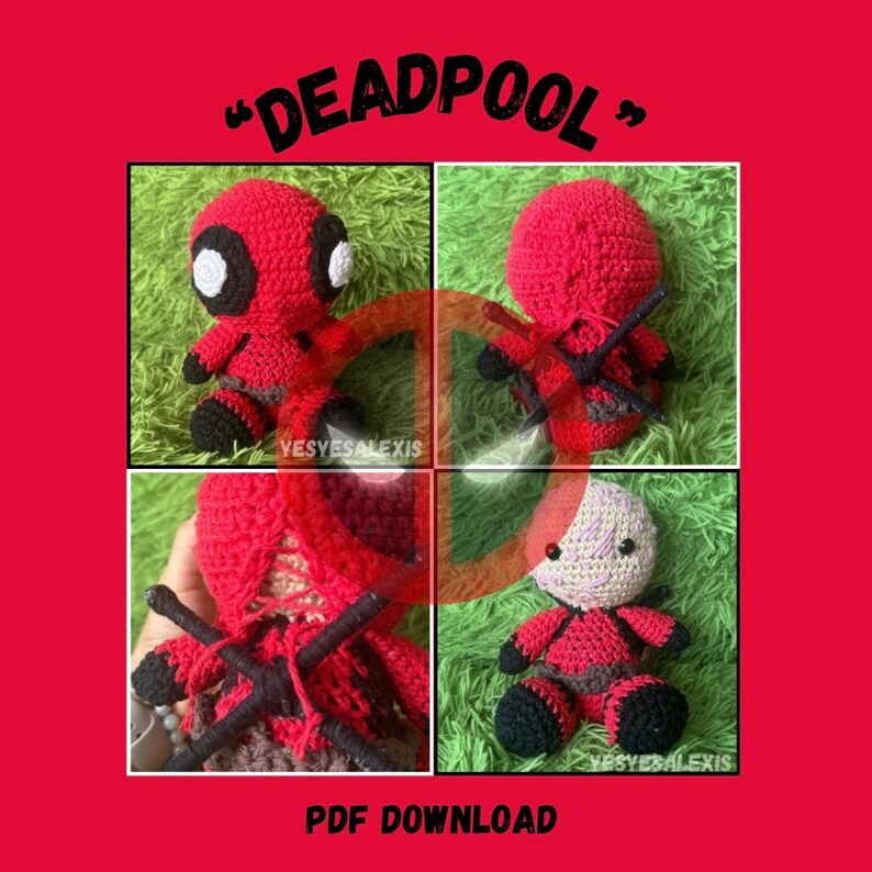 Deadpool Amigurumi Pattern| PDF Download | Deadpool Doll Crochet ...