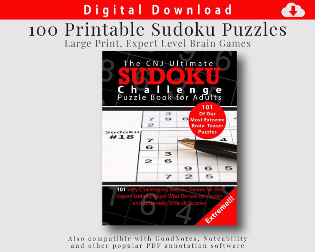 Ultimate Sudoku Puzzles, 101 Extreme Puzzles, Printable Games, Games ...