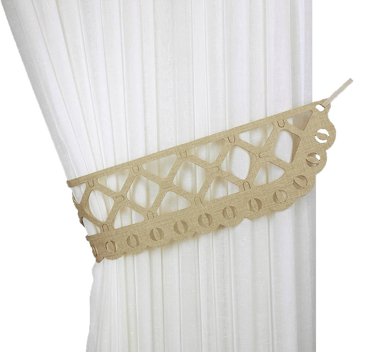 Perforated Curtain Tie Back, Tie Back Beige, Curtain Tiebacks, Laser ...