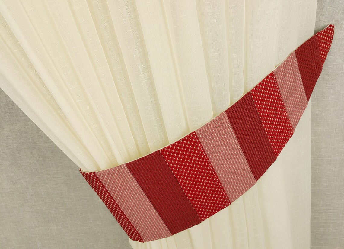 Striped Curtain Tiebacks: Burgundy Red Bedroom Decor - Etsy