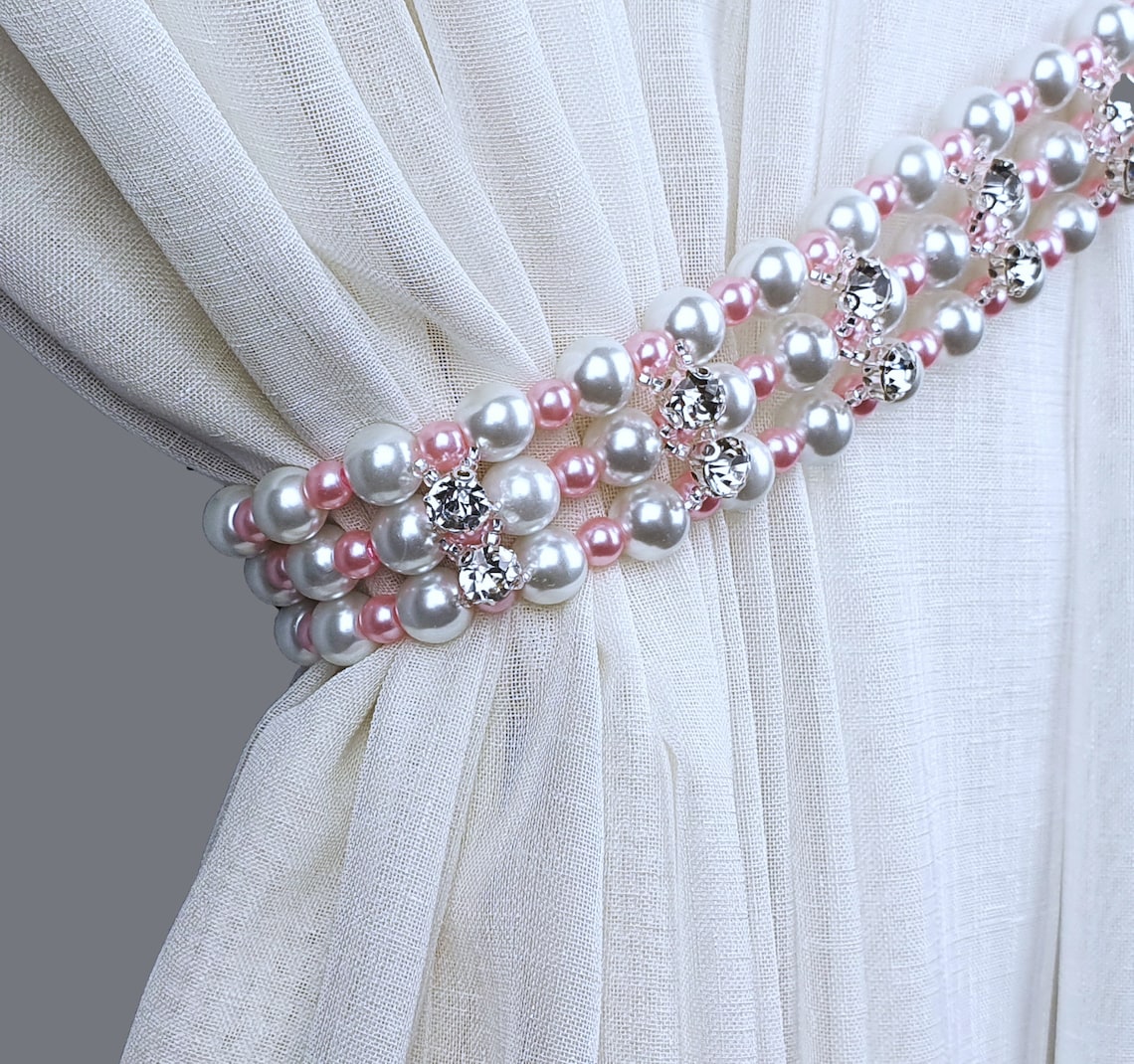 Pearl Bedroom Decor Curtain Tie Back Pink Pearl White and - Etsy