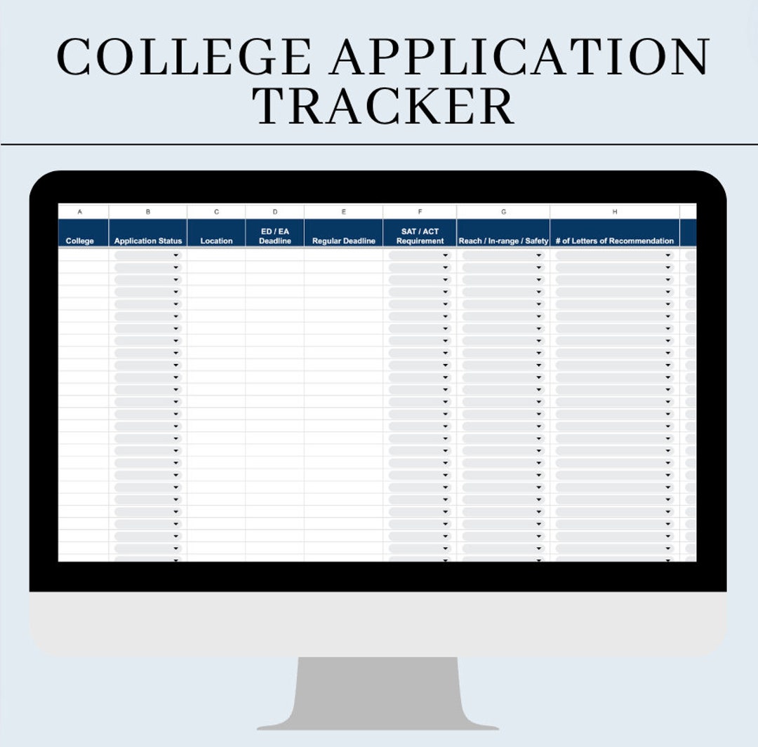 College Application Tracker Spreadsheet | Digital Download | Organize & Track Your College ...