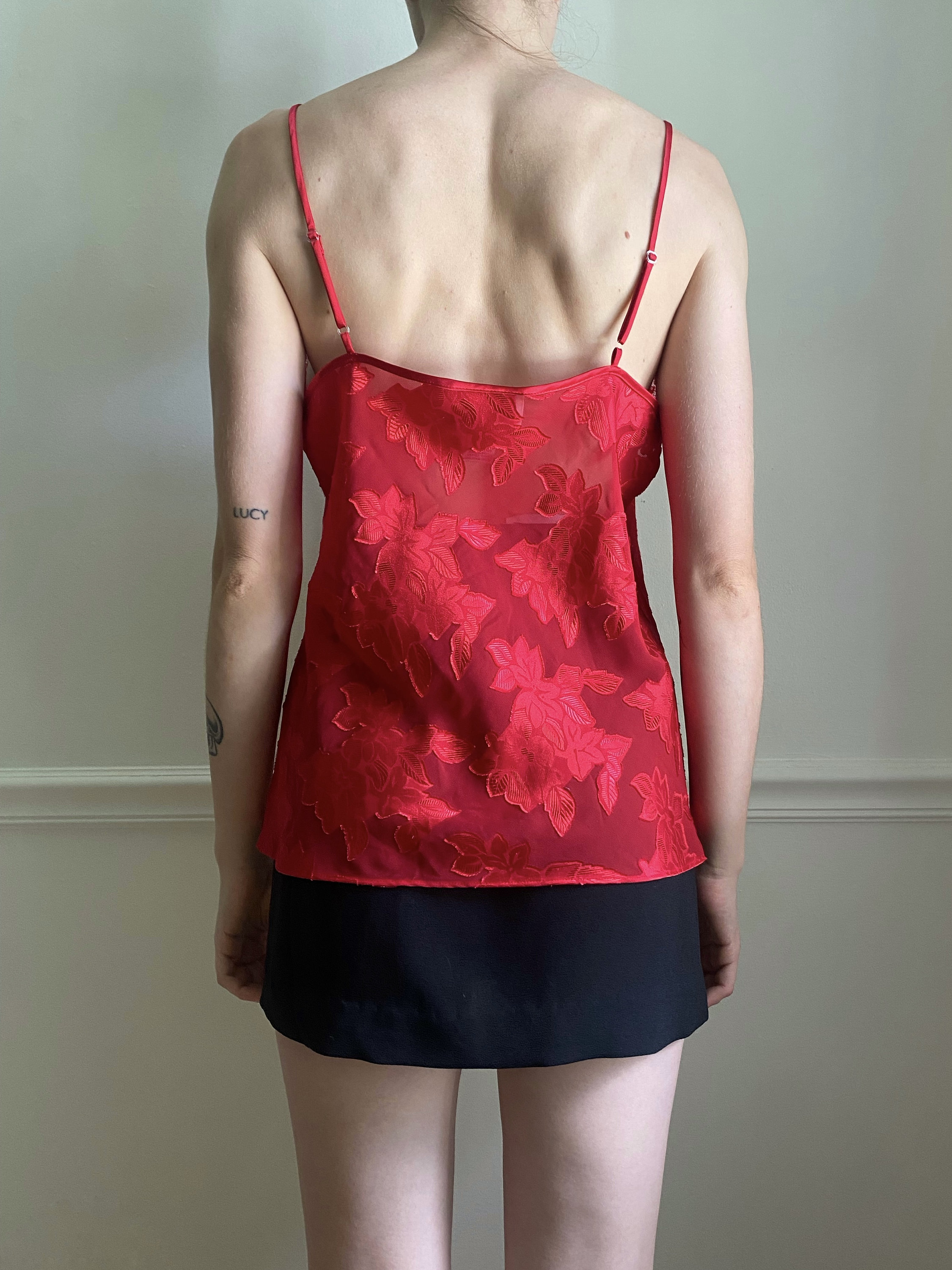 Red Sheer Lace Camisole Etsy