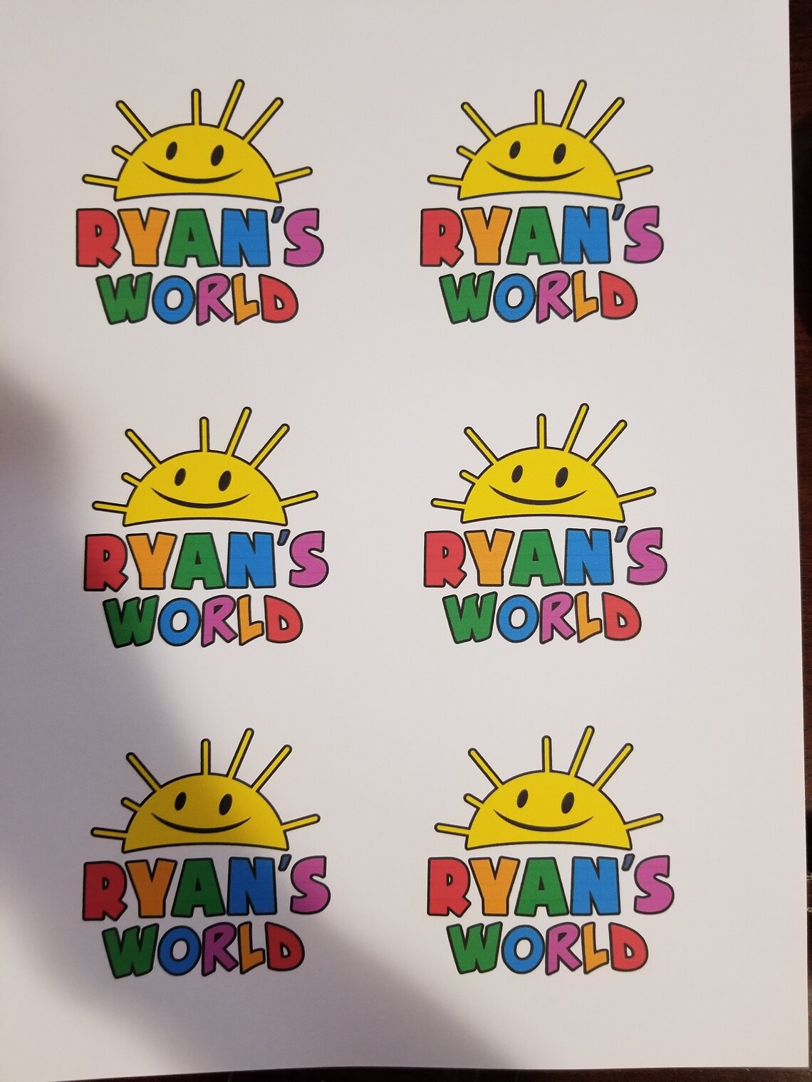 Ryan's World theme sticker sheet 6 stickers per sheet | Etsy