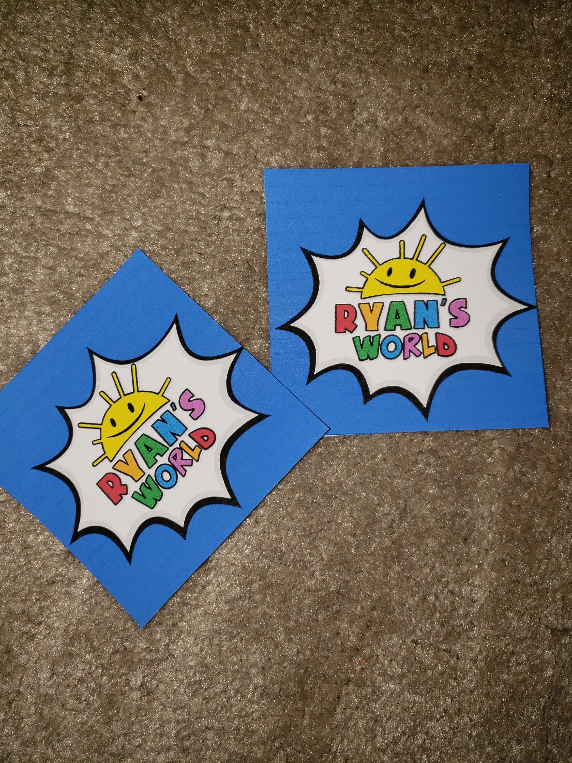Ryan's world theme stickers 3 squares set of 10 | Etsy