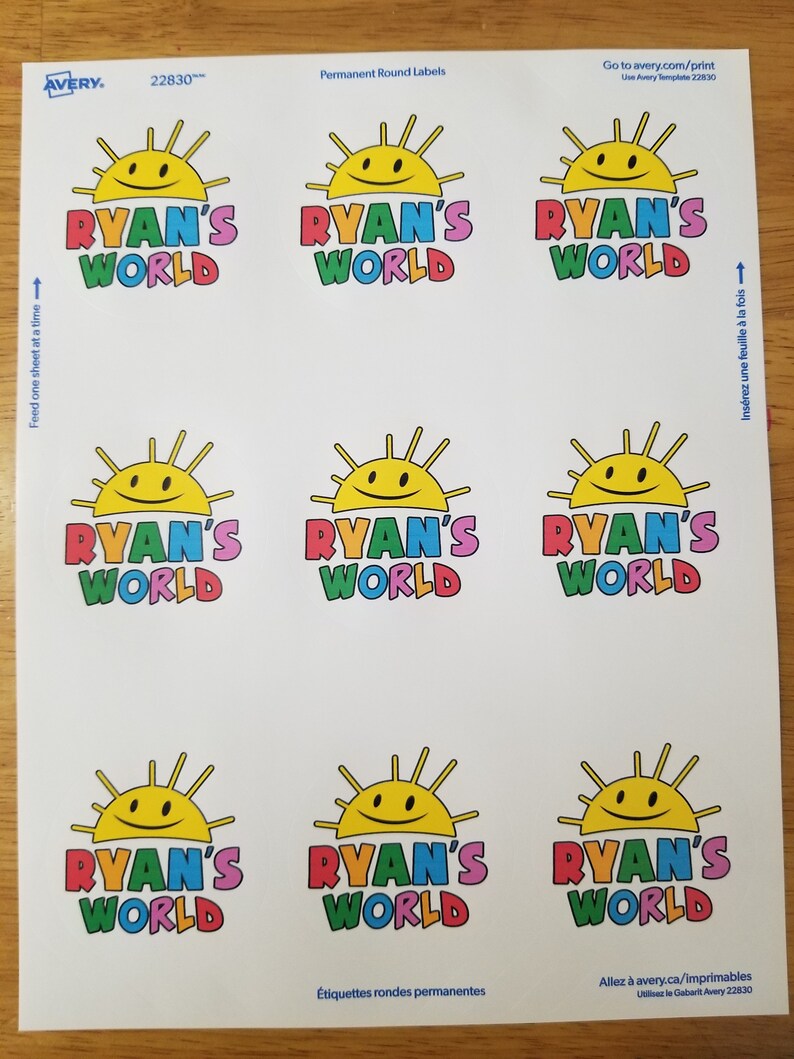 Ryan's World Theme Sticker Sheet 9 ct | Etsy