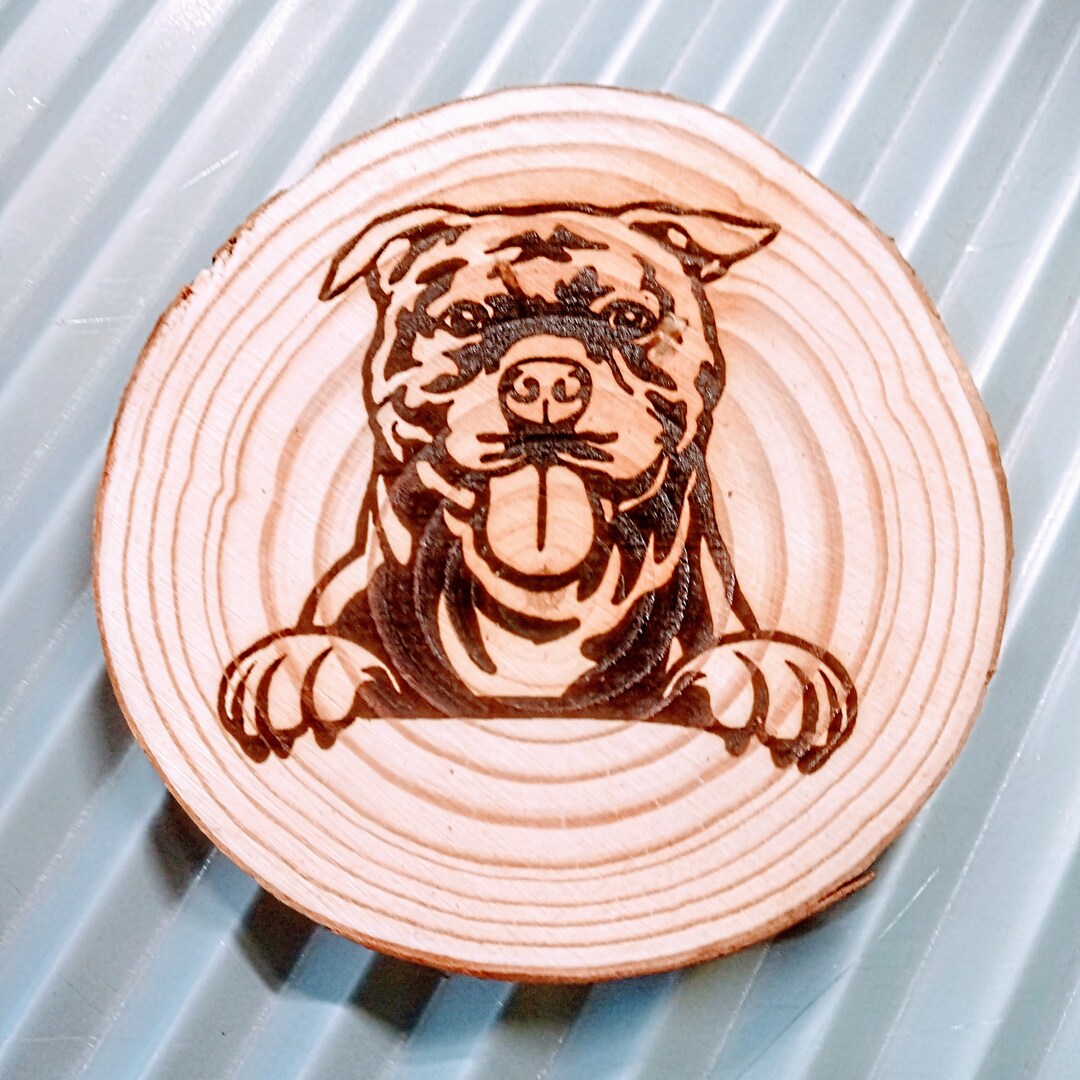 Rustic Log Coaster Staffordshire Bull Terrier - Etsy