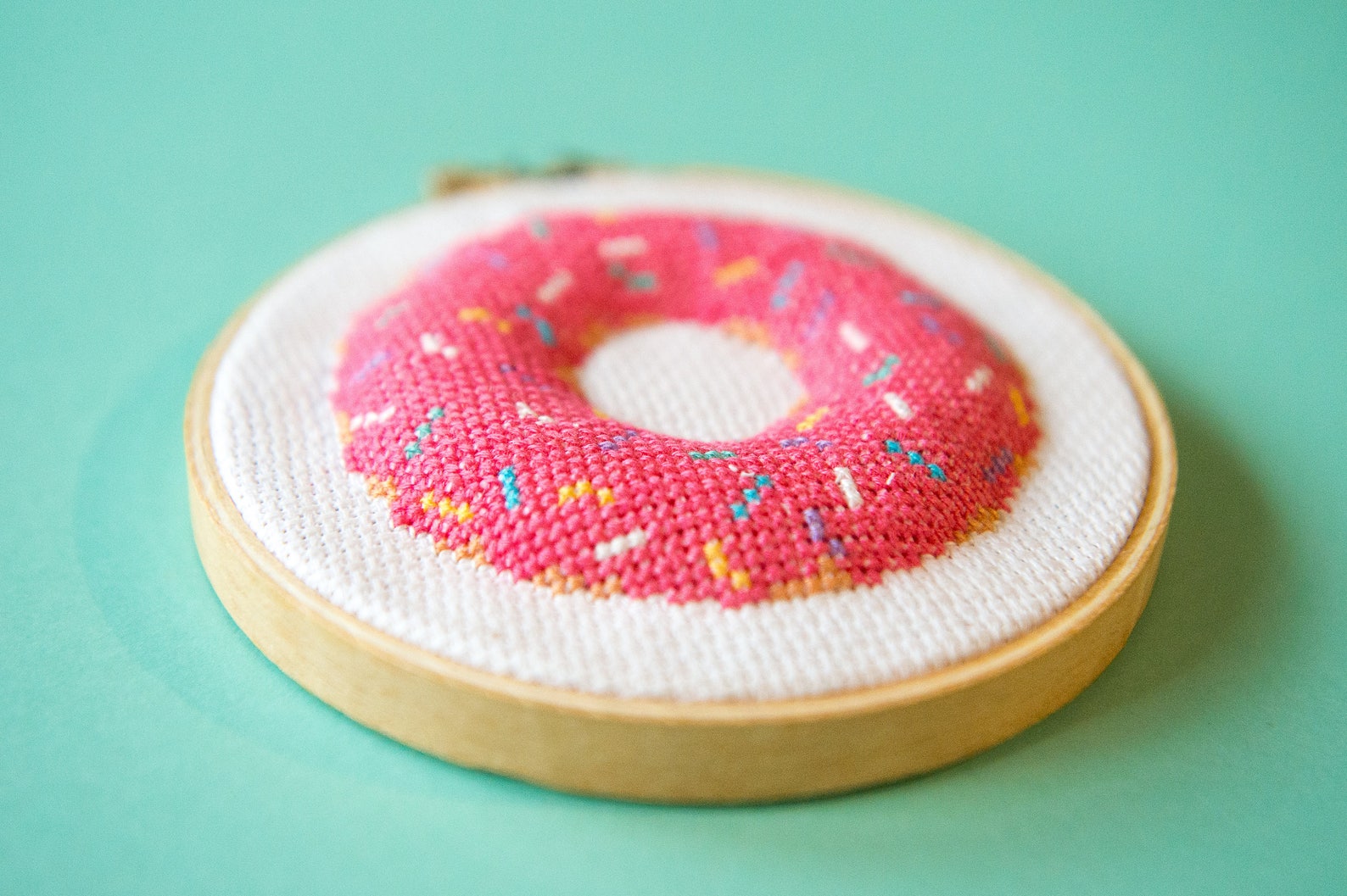 Pink Doughnut Cross Stitch Pattern. Cross Stitch Doughnut Instant ...