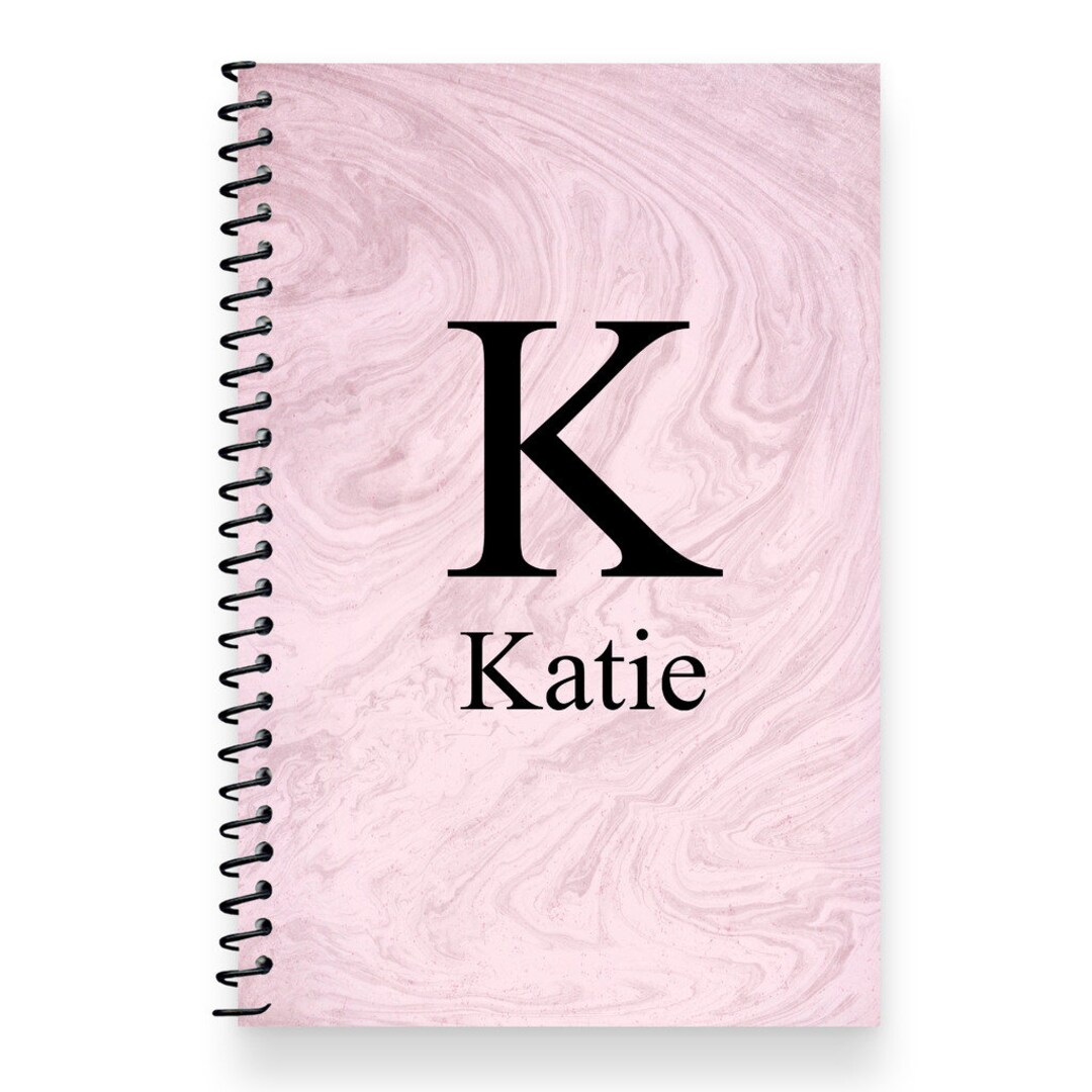 Personalise Notebook Pink Marble Effect Initial Name A5 - Etsy