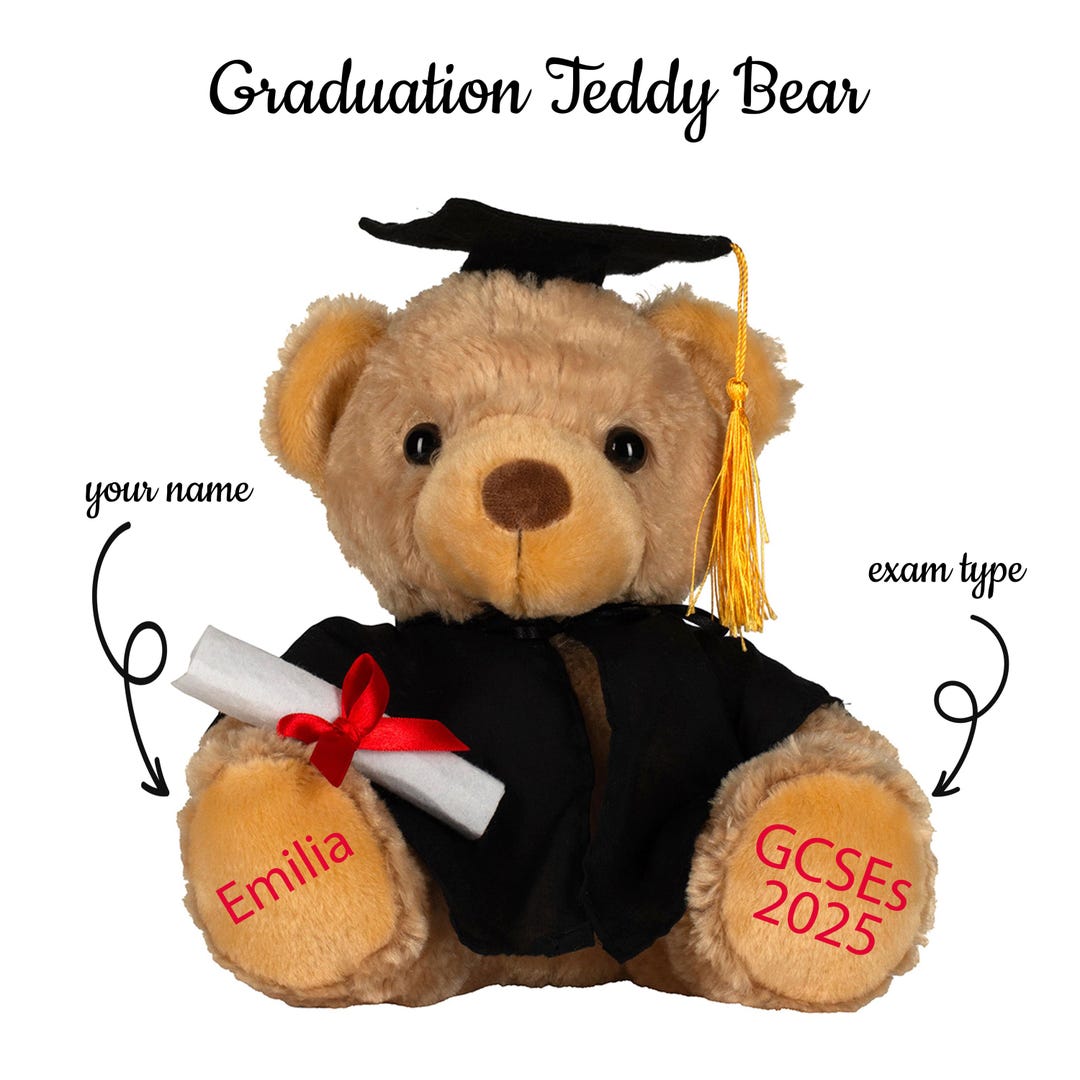 Personalised GCSE A Level Results Celebration Bear, Class of 2025 Gift ...
