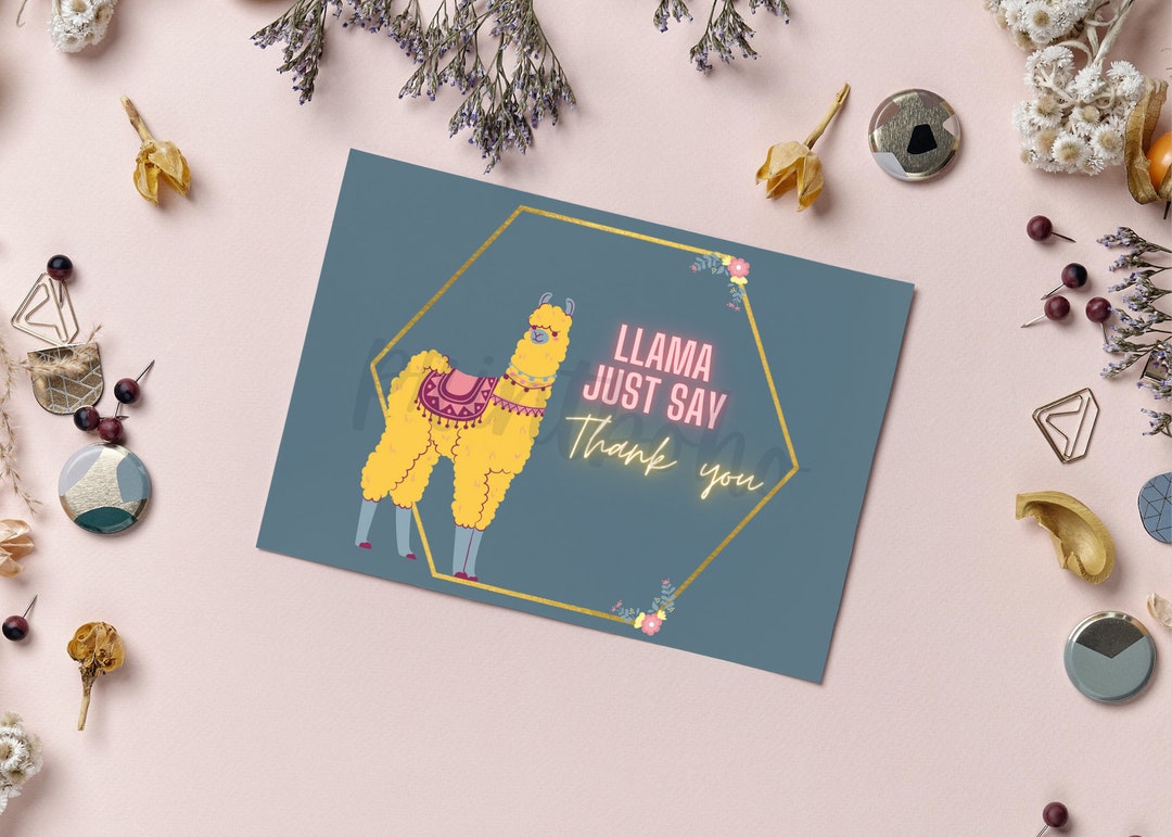 Printable Boho Llama Thank You Note 5x7 - Etsy