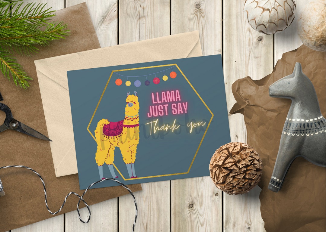 Printable Boho Llama Thank You Note 5x7 - Etsy