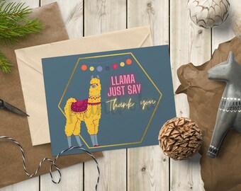Printable Boho Llama Thank You Note 5x7 - Etsy