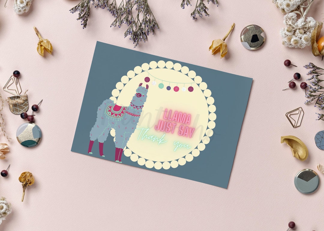 Printable Boho Llama Thank You Note 5x7 - Etsy