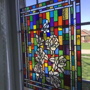 Stained Glass Rose Panel - Etsy
