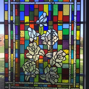 Stained Glass Rose Panel - Etsy