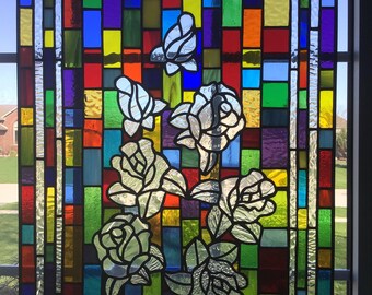 Stained Glass Rose Panel - Etsy