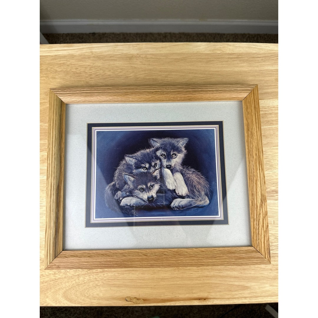 Carole Bourdo pile of Pups Vtg 70s Signed Limited Edition Wolf Framed ...