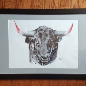 Black Bull Illustration: Wall Decor, Animal Wall Art, Bull Poster ...