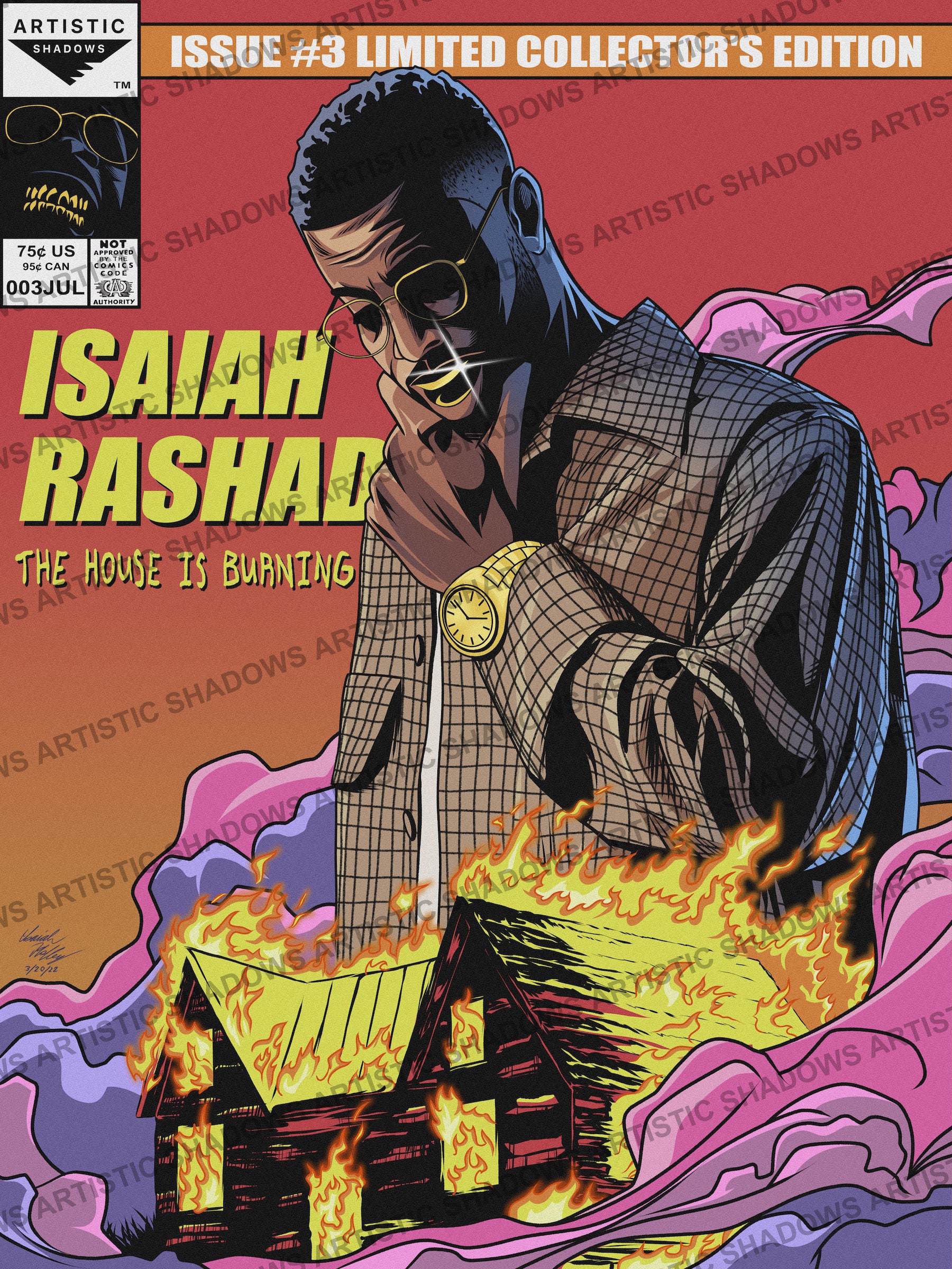 Isaiah Rashad Poster, the House is Burning Poster, Hip Hop Comic ...