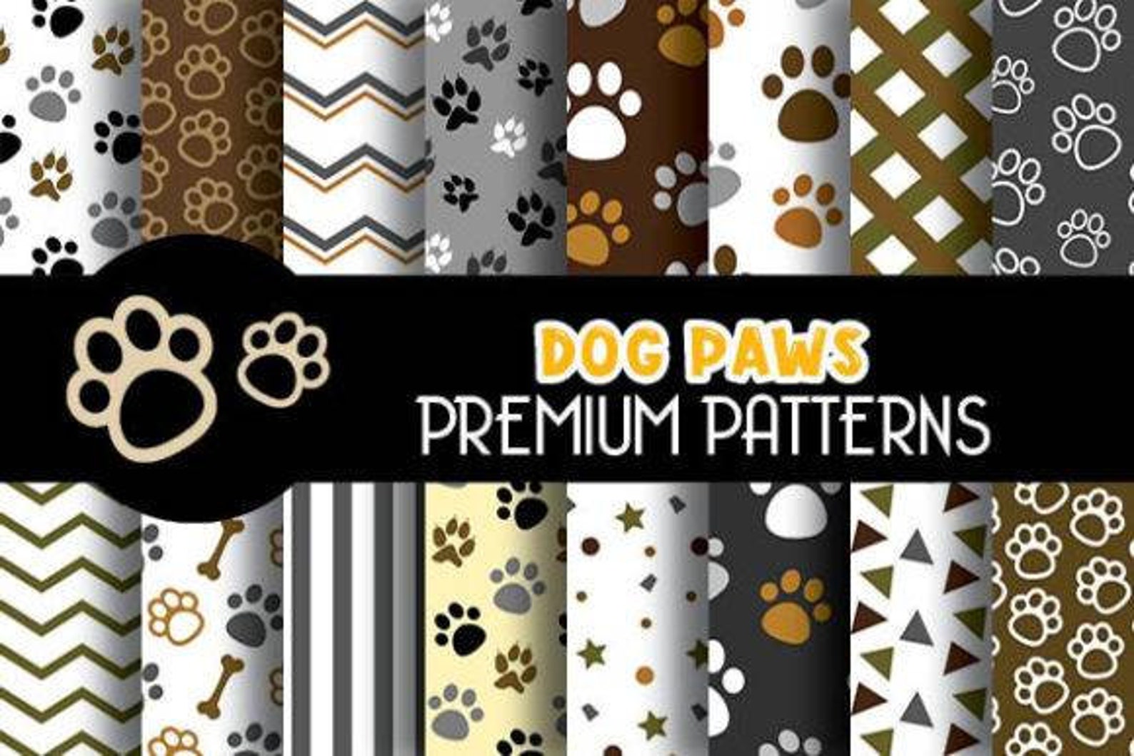 Dogs Paws Textures Seamless Pattern Colorful for Art, Crafts & Design ...