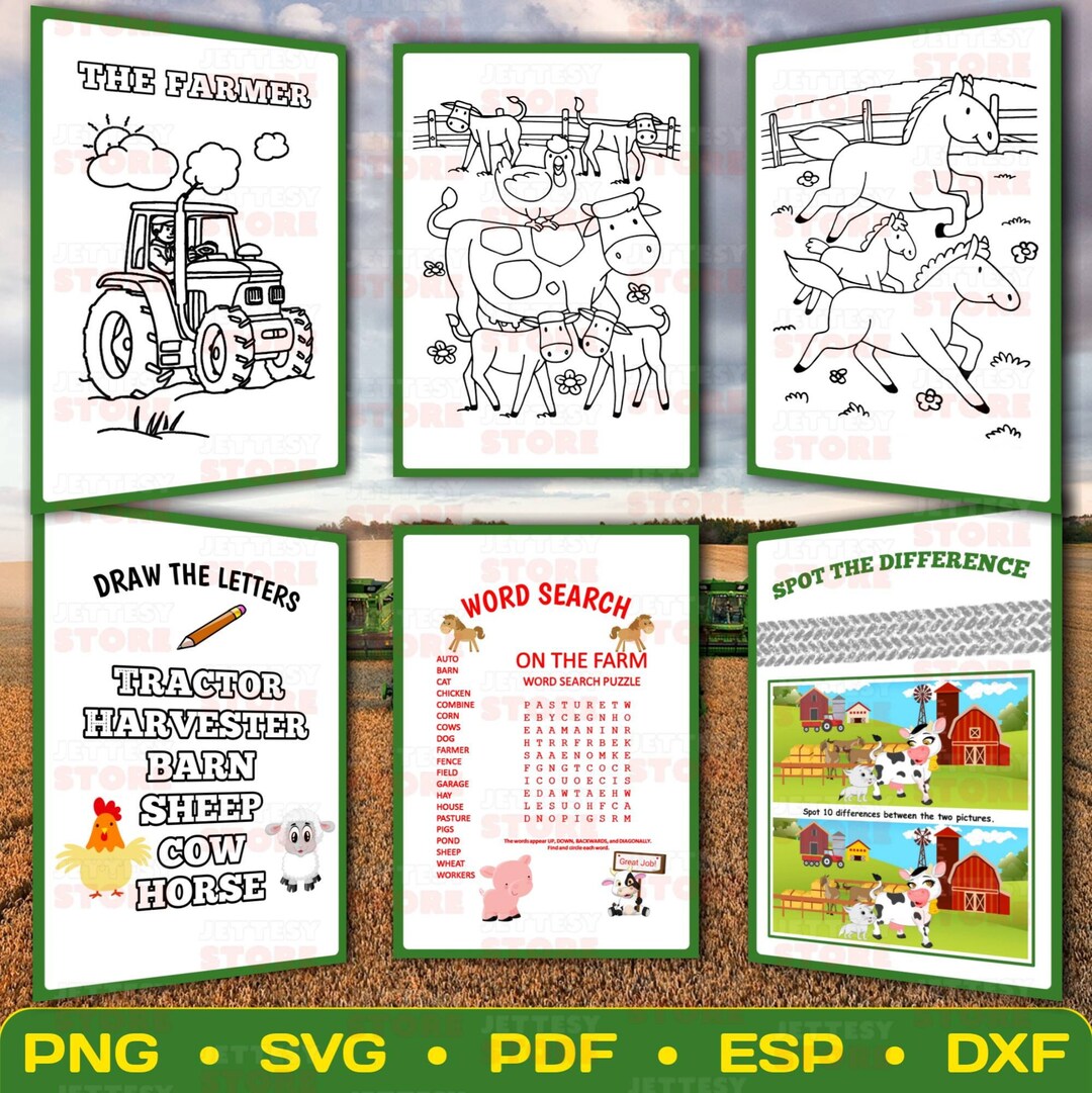 Printable Farming Kids Activity Sheets Coloring Word - Etsy