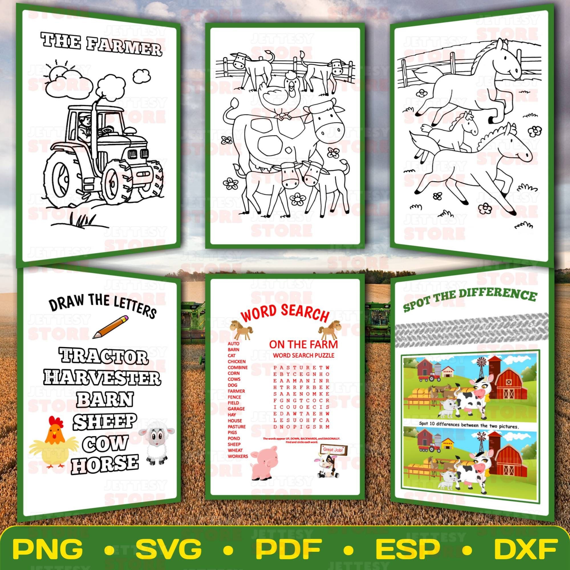 Printable Farming Kids Activity Sheets Coloring Word - Etsy