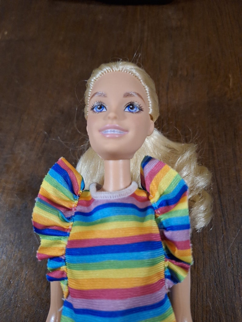 Barbie Fashionistas Doll Mattel 2022 With Braces and Rainbow Dress ...
