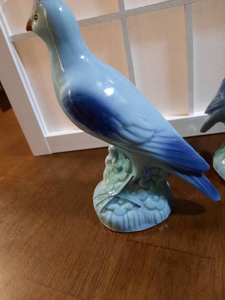 Vintage Antique Blue Bird Ceramic Figurine Made in Brazil Exotic ...