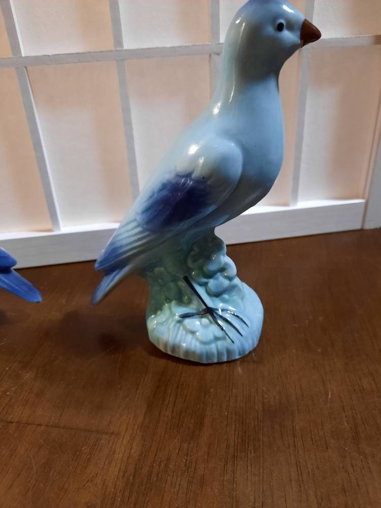 Vintage Antique Blue Bird Ceramic Figurine Made in Brazil Exotic ...