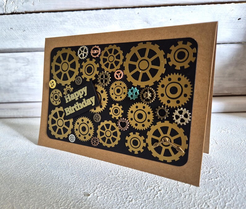 Steampunk Happy Birthday Card / STEAMPUNK STYLE / Handmade / Steampunk ...