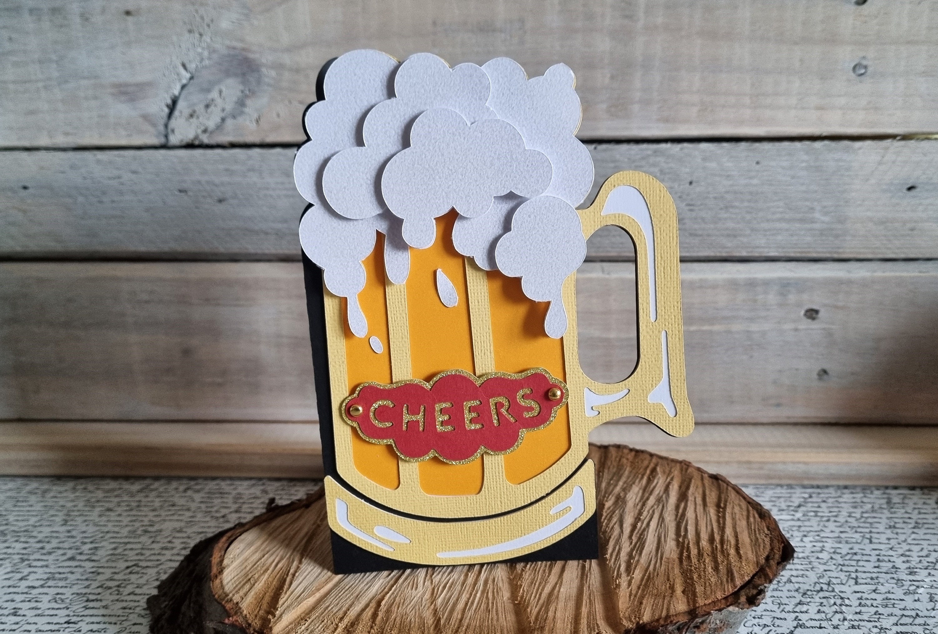 CHEERS Birthday Card / Pint of Beer / Beer Glass Card / Handmade - Etsy