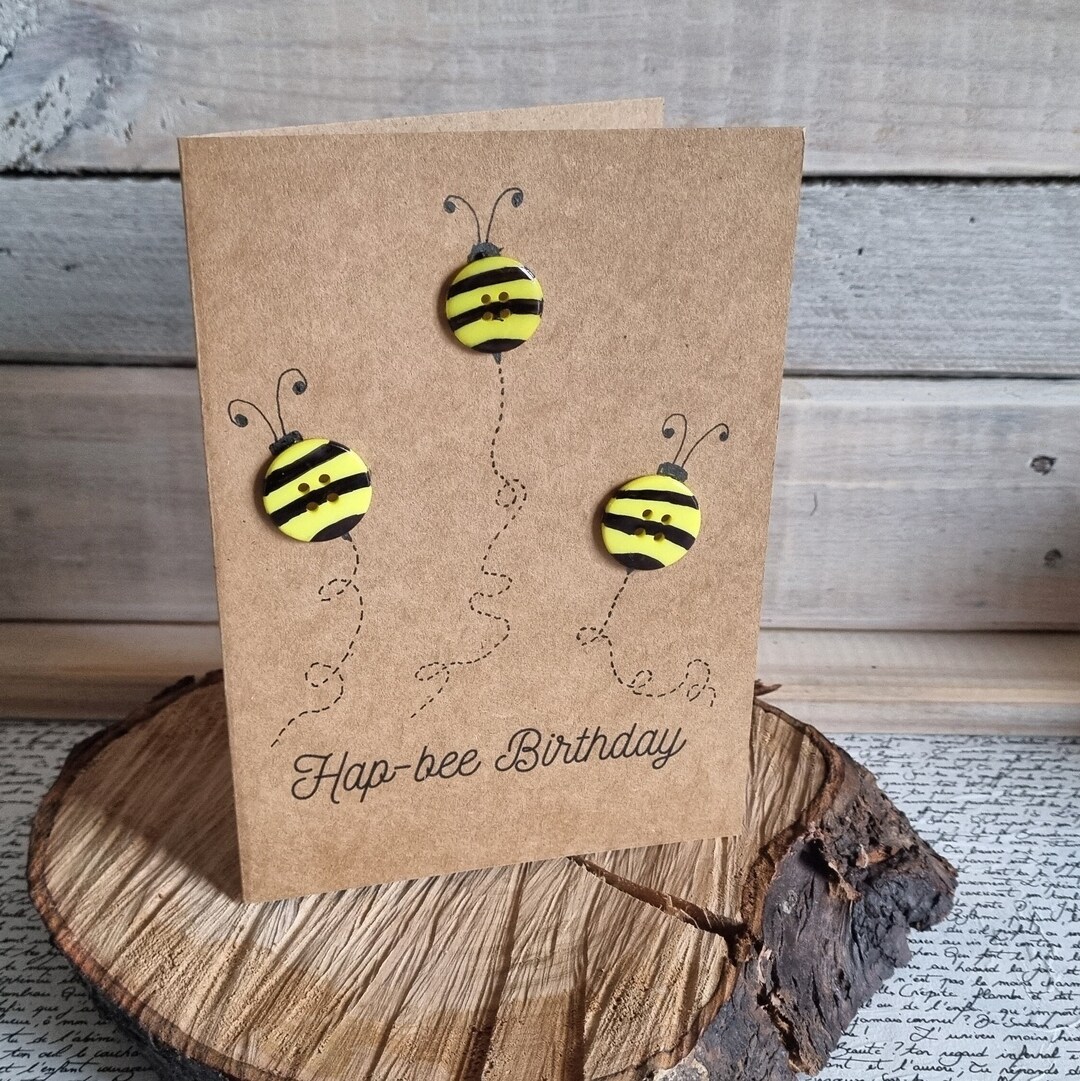 Hap-bee Birthday Card / Bee Birthday Card / Happy Birthday / Handmade ...