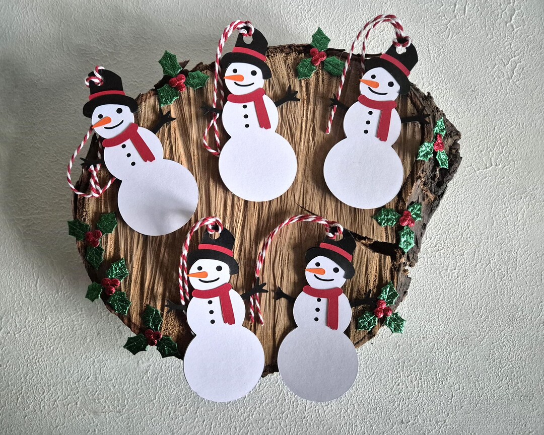 Set of Five Snowmen Christmas Gift Tags / Handmade / Christmas Gift ...