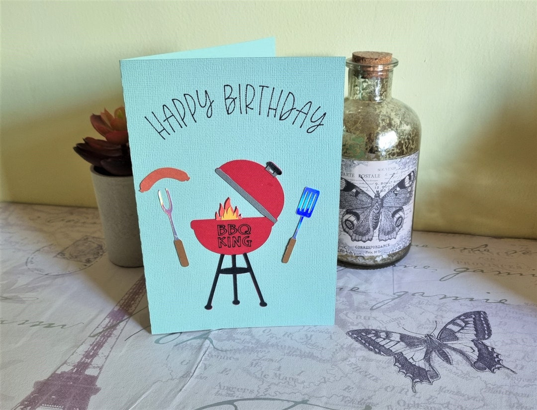 BBQ King Happy Birthday Card / BBQ King / Birthday Card / Handmade Card ...
