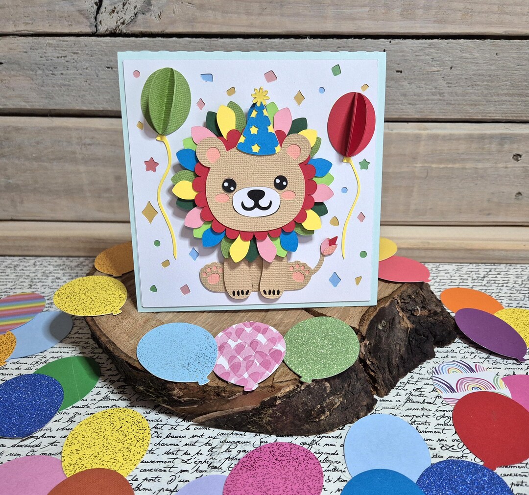 3D Pop up Little Lion Card / Little Lion Birthday Card / Lion Pop up ...