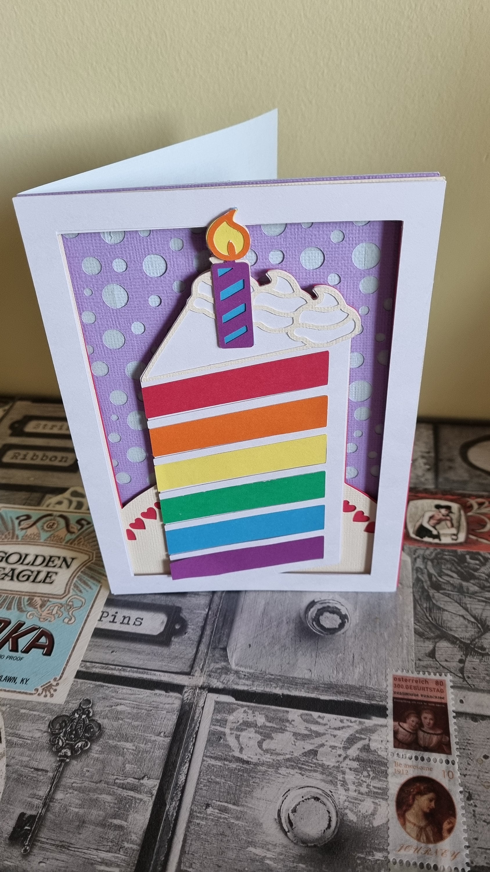 Rainbow Cake Birthday Card / Rainbow Cake / Rainbow Birthday / Handmade ...