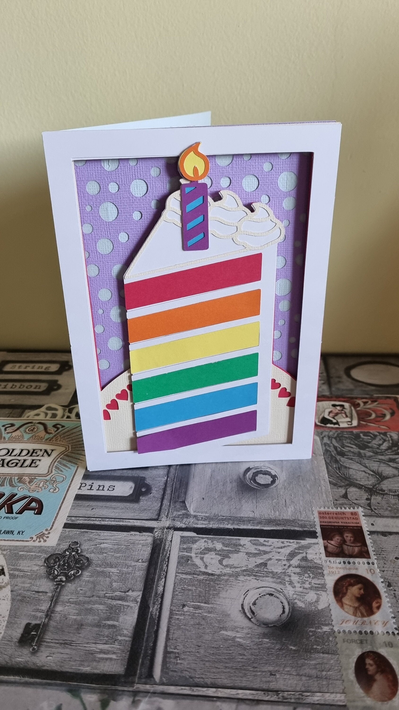 Rainbow Cake Birthday Card / Rainbow Cake / Rainbow Birthday / Handmade ...