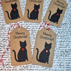 Set of 5 Meowy Christmas Cat Gift Tags / Christmas Cat Tags / Handmade ...