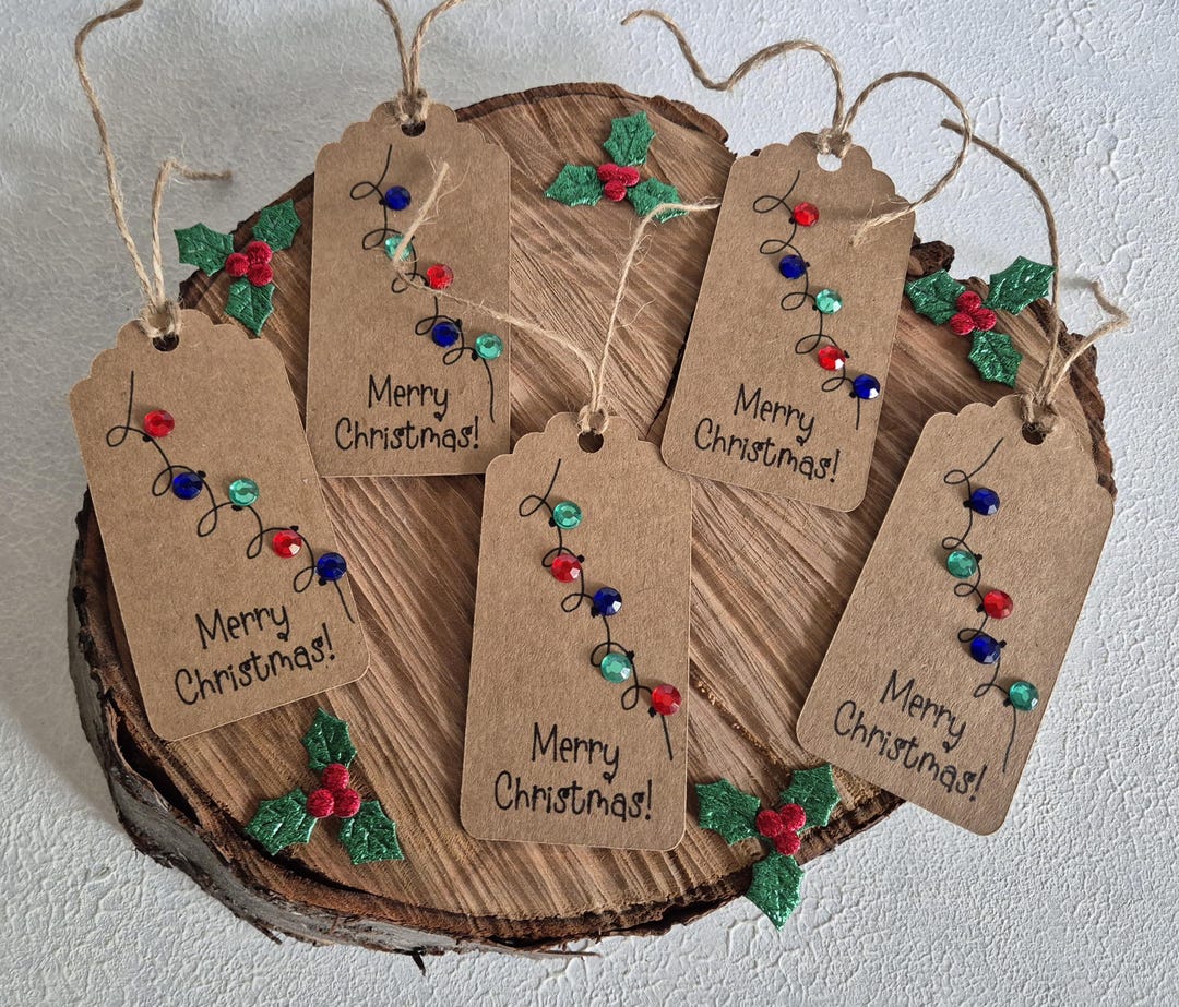 Set of 5 Christmas Lights Gift Tags / Handmade / Christmas Gift Tags ...